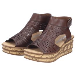 Schaftsandalette Rieker, Damen, Gr. 40, dunkelbraun, Lederimitat, Schuhe, Sommerschuh, Urlaubsschuh, Keilsandale mit Perforation
