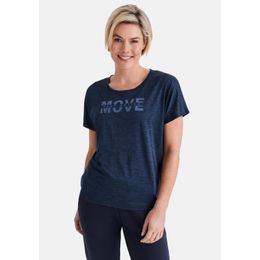 T-Shirt STOOKER WOMEN "CARLY Sport T-Shirt", Damen, Gr. 44/46, navy meliert, Feinstrick, 100% Polyester, loose fit, Rundhals, Shirts T-Shirt, Sport T-Shirt kurzarm f&uuml;r Damen