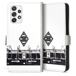 DeinDesign Galaxy A52s 5G Handy Klapph&uuml;lle Handyh&uuml;lle aus Kunst Leder wei&szlig; Flip Case Stadium Die Fohlen Borussia M&ouml;nchengladbach Sideflip mit Lasche