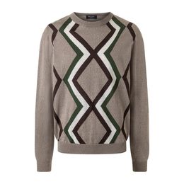 Strickpullover Maerz Muenchen "Maerz Muenchen 496601 Strickpullover Herren Bekleidung", Herren, Gr. 48, beige, 100% Wolle, Rundhals, Pullover Strickpullover