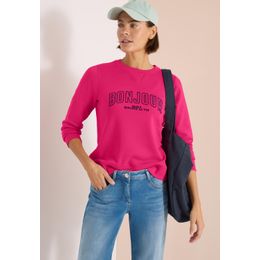 Sweatshirt Cecil, Damen, Gr. XL (44), beetroot pink, Web, 100% Baumwolle, bedruckt, comfort fit, Rundhals, Rippb&uuml;ndchen, Sweatshirts Sweatshirt, aus reiner Baumwolle