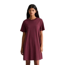 Marc O'Polo Jerseykleid MARC O'POLO DENIM "aus weichem Organic Cotton", Damen, Gr. S, Normalgr&ouml;&szlig;en, merlot rot, Obermaterial: 100% Baumwolle, unifarben, relaxed fit knielang, Rundhals, Kleider Jerseykleid