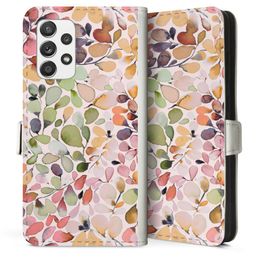 DeinDesign Galaxy A52s 5G Handy Klapph&uuml;lle Handyh&uuml;lle aus Kunst Leder wei&szlig; Flip Case Eukalyptus Muster Pattern Sideflip mit Lasche
