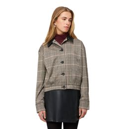 Jackenblazer Zero "Damen mit Knopfleiste", Damen, Gr. 36, beigeschwarz, Stoff, Obermaterial: 4% Elasthan, 16% Viskose, 80% Polyester. F&uuml;llung:, bedruckt, figurbetont normal, weit B&uuml;ndchen, Blazer, Knopfleiste