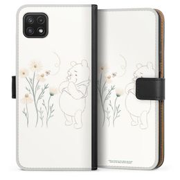 DeinDesign Galaxy A22 5G Handy Klapph&uuml;lle Handyh&uuml;lle aus Kunst Leder schwarz Flip Case Disney Bee Winnie The Pooh Sideflip mit langer Lasche