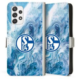 DeinDesign Galaxy A52s 5G Handy Klapph&uuml;lle Handyh&uuml;lle aus Kunst Leder wei&szlig; Flip Case Logo Fc Schalke 04 Merchandise Sideflip mit Lasche