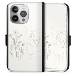 DeinDesign iPhone 14 Pro Handy Klapph&uuml;lle Handyh&uuml;lle aus Kunst Leder schwarz Flip Case Disney Bee Winnie The Pooh Sideflip mit langer Lasche