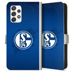 DeinDesign Galaxy A52s 5G Handy Klapph&uuml;lle Handyh&uuml;lle aus Kunst Leder wei&szlig; Flip Case Official Licensed Product Fc Schalke 04 Schalke 04 Sideflip mit Lasche