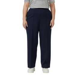 Bundfaltenhose S.OLIVER CURVE, Damen, Gr. 44, N-Gr, blau, Web, Obermaterial: 61% Viskose, 35% Polyamid, 4% Elasthan. Futter: 100% Polyester, unifarben, gerade lang, Hosen, mit Viskose und Stretch/Gro&szlig;e Gr&ouml;&szlig;en