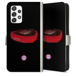 DeinDesign Galaxy A52s 5G Handy Klapph&uuml;lle Handyh&uuml;lle aus Kunst Leder wei&szlig; Flip Case Fc Bayern M&uuml;nchen Fcb Official Licensed Product Stadium Sideflip mit Lasche