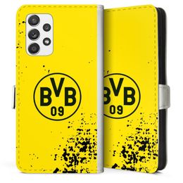 DeinDesign Galaxy A52s 5G Handy Klapph&uuml;lle Handyh&uuml;lle aus Kunst Leder wei&szlig; Flip Case Borussia Dortmund Borusse Official Licensed Product Sideflip mit Lasche