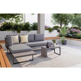 Ambia Garden Loungegarnitur, Grau, Metall, Kunststoff, Textil, F&uuml;llung: Polyester,Schaumstoff, 252x182 cm, Loungem&ouml;bel, Gartenlounge-Sets