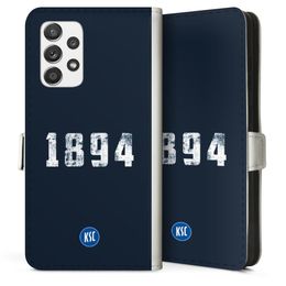 DeinDesign Galaxy A52s 5G Handy Klapph&uuml;lle Handyh&uuml;lle aus Kunst Leder wei&szlig; Flip Case Karlsruher Sc Ksc Bundesliga Sideflip mit Lasche