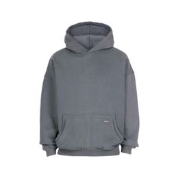 Kapuzensweatshirt DROPSIZE "Dropsize RAW APPLICATION HOODI", Herren, Gr. S, acid washed grau, 70% Baumwolle, 30% Polyester, Sweatshirts
