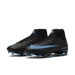 Fu&szlig;ballschuh Nike "ZM SUPERFLY 10 ACAD FG/MG", Herren, Gr. 41, schwarz, ice blau, Synthetik, Textil, Schuhe Fu&szlig;ballschuh, Au&szlig;ensohle f&uuml;r Rasenpl&auml;tze und f&uuml;r feste B&ouml;den