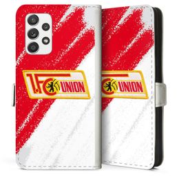 DeinDesign Galaxy A52s 5G Handy Klapph&uuml;lle Handyh&uuml;lle aus Kunst Leder wei&szlig; Flip Case 1. Fc Union Berlin Logo Official Licensed Product Sideflip mit Lasche
