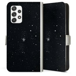 DeinDesign Galaxy A52s 5G Handy Klapph&uuml;lle Handyh&uuml;lle aus Kunst Leder wei&szlig; Flip Case Space Weltall Astronaut Sideflip mit Lasche