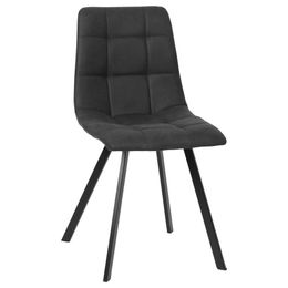 CARRYHOME Stuhl, Schwarz, Dunkelgrau, Metall, Textil, eckig, 46x88x54 cm, Esszimmer, St&uuml;hle, Esszimmerst&uuml;hle, Vierfu&szlig;st&uuml;hle