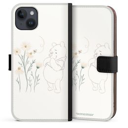 DeinDesign iPhone 14 Plus Handy Klapph&uuml;lle Handyh&uuml;lle aus Kunst Leder schwarz Flip Case Disney Bee Winnie The Pooh Sideflip mit langer Lasche
