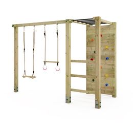 Holzschaukel Aero Rock mit Kletteranbau - stabiles Spielger&uuml;st inkl. Kletterwand und Trapez - 11x11 cm Premium Pfosten - Garten Abenteuer Wickey