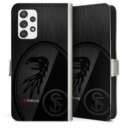 DeinDesign Galaxy A52s 5G Handy Klapph&uuml;lle Handyh&uuml;lle aus Kunst Leder wei&szlig; Flip Case Sc Freiburg Metallic Look Official Licensed Product Sideflip mit Lasche
