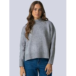 Strickpullover TEESHOPPEN "TEESHOPPEN Sweater Emma Knit", Damen, Gr. L, light grau, Obermaterial: 64% Polyester, 30% Polyacryl, 6% Wolle, Pullover Strickpullover