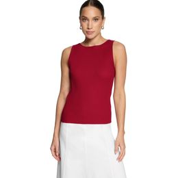 Stricktop Zero "Damen ohne Arm", Damen, Gr. 34, candy rot, Rippware, Obermaterial: 67% Viskose, 33% Polyamid, figurbetont normal, U-Boot-Ausschnitt, Tops Stricktop, mit Wellenkante