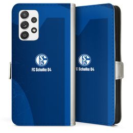 DeinDesign Galaxy A52s 5G Handy Klapph&uuml;lle Handyh&uuml;lle aus Kunst Leder wei&szlig; Flip Case Official Licensed Product Bundesliga Fc Schalke 04 Sideflip mit Lasche