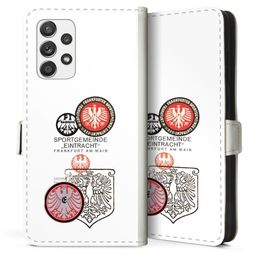 DeinDesign Galaxy A52s 5G Handy Klapph&uuml;lle Handyh&uuml;lle aus Kunst Leder wei&szlig; Flip Case Retro Eintracht Frankfurt Official Licensed Product Sideflip mit Lasche