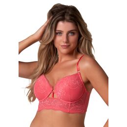 After Eden D-cup & up Longline-BH "Maite", Damen, Gr. 75, Cup D, pink (bright pink), Spitze, Obermaterial: 87% Polyamid, 13% Elasthan, AFTER EDEN D-CUP & UP, BHs, mit Schale, mit B&uuml;gel, mit Spitze, mit Riemchen, feminin