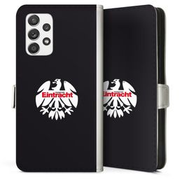 DeinDesign Galaxy A52s 5G Handy Klapph&uuml;lle Handyh&uuml;lle aus Kunst Leder wei&szlig; Flip Case Eagle Retro Logo Sideflip mit Lasche