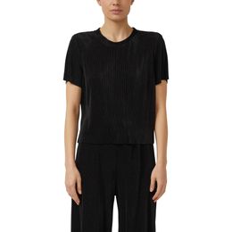 Kurzarmshirt s.Oliver, Damen, Gr. 38, schwarz, Web, Obermaterial: 100% Polyester, unifarben, normal h&uuml;ftbedeckend, Rundhals, abgesteppte Kante, Shirts