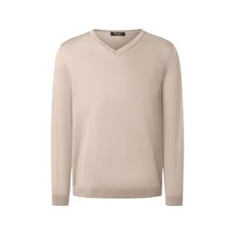 Strickpullover Maerz Muenchen "Maerz Muenchen 403800 Strickpullover Herren Bekleidung", Herren, Gr. 48, beige, 100% Schurwolle, V-Ausschnitt, Pullover Strickpullover