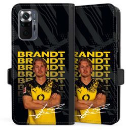 DeinDesign Xiaomi Redmi Note 10 Pro Handy Klapph&uuml;lle Handyh&uuml;lle aus Kunst Leder schwarz Flip Case Julian Brandt Bvb Borussia Dortmund Sideflip mit langer Lasche