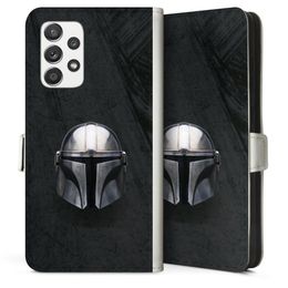 DeinDesign Galaxy A52s 5G Handy Klapph&uuml;lle Handyh&uuml;lle aus Kunst Leder wei&szlig; Flip Case Star Wars Official Licensed Product The Mandalorian Sideflip mit Lasche