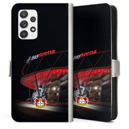 DeinDesign Galaxy A52s 5G Handy Klapph&uuml;lle Handyh&uuml;lle aus Kunst Leder wei&szlig; Flip Case Official Licensed Product Bayer 04 Leverkusen Stadium Sideflip mit Lasche