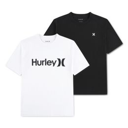 T-Shirt Hurley "CORE LOGO TEE 2PK HRLB-2K-9304", Jungen, Gr. XL, wei&szlig;, Obermaterial: 60% Baumwolle, 40% Polyester, Shirts T-Shirt, bequeme Passform, f&uuml;r Jugendliche, pflegeleicht
