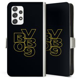 DeinDesign Galaxy A52s 5G Handy Klapph&uuml;lle Handyh&uuml;lle aus Kunst Leder wei&szlig; Flip Case Bvb Lettering Official Licensed Product Sideflip mit Lasche