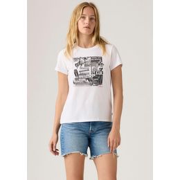 Levi's T-Shirt LEVI'S "LV T-Shirt THE PERFECT TEE NEUTRALS", Damen, Gr. L (40), zine cowboy grid hellwei&szlig;, Jersey, Obermaterial: 100% Baumwolle, bedruckt, normal h&uuml;ftlang, Rundhals, Shirts T-Shirt