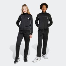 Trainingsanzug adidas Sportswear "J CP TR TS", Jungen, Gr. 128, schwarz-wei&szlig; (schwarz, wei&szlig;), Obermaterial: 100% Polyester, Sportanz&uuml;ge Trainingsanzug, f&uuml;r Kinder und Teens, zweiteiliges Set, mit Stehkragen