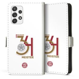 DeinDesign Galaxy A52s 5G Handy Klapph&uuml;lle Handyh&uuml;lle aus Kunst Leder wei&szlig; Flip Case Official Licensed Product Master Fc Bayern M&uuml;nchen Sideflip mit Lasche