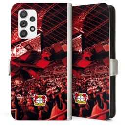 DeinDesign Galaxy A52s 5G Handy Klapph&uuml;lle Handyh&uuml;lle aus Kunst Leder wei&szlig; Flip Case Merchandise Official Licensed Product Bayer 04 Leverkusen Sideflip mit 