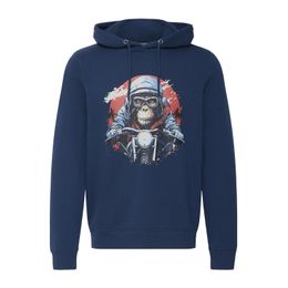Kapuzenpullover Blend "Hoodie BHRona Animal print", Herren, Gr. XL, marineblaus, Obermaterial: 55% Polyester PES. 45% Baumwolle CO., Pullover Kapuzenpullover