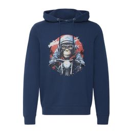Kapuzenpullover Blend "Hoodie BHRona Animal print", Herren, Gr. L, marineblaus, Obermaterial: 55% Polyester PES. 45% Baumwolle CO., Pullover Kapuzenpullover