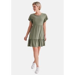 Spitzenkleid STOOKER WOMEN "KIRA Kleid", Damen, Gr. 44/46, Normalgr&ouml;&szlig;en, oil gr&uuml;n, Twill, 95% Polyester, 5% Elasthan, slim fit Midi, Kleider, Kurzarmkleid Spitze elastisch tailliert f&uuml;r Damen