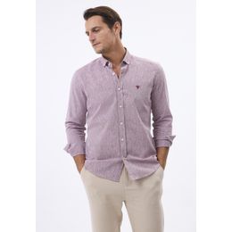 Langarmhemd FELIX HARDY "Leinen-Shirt", Herren, Gr. L, Normalgr&ouml;&szlig;en, rosa (bordeaux), 85% Baumwolle, 15% Leinen, Hemden