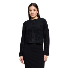 Strickjacke Betty Barclay "Damen mit aufgesetzten Taschen", Damen, Gr. 38, schwarz, Strick, Obermaterial: 55% Polyester, 45% Polyamid, gerade normal, Rundhals, Strickjacken Strickjacke
