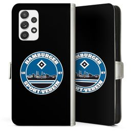 DeinDesign Galaxy A52s 5G Handy Klapph&uuml;lle Handyh&uuml;lle aus Kunst Leder wei&szlig; Flip Case Hsv Logo Hamburger Sv Sideflip mit Lasche