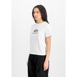 T-Shirt Alpha Industries "Basic T-Shirt BL Puff Print W", Damen, Gr. XS, wei&szlig;, Obermaterial: 100% Baumwolle, Shirts T-Shirt