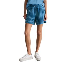 Marc O'Polo Shorts MARC O'POLO DENIM "aus Organic Cotton", Damen, Gr. L, Normalgr&ouml;&szlig;en, medium blau, Sweatware, Obermaterial: 100% Baumwolle, gestreift, regular fit kurz, Hosen Shorts